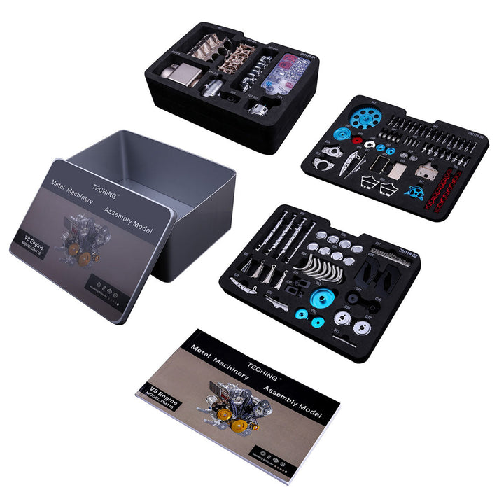 TECHING 1:3 Full Metal V8 Car Engine Model Kit - DIY Mechanical Assemb ...