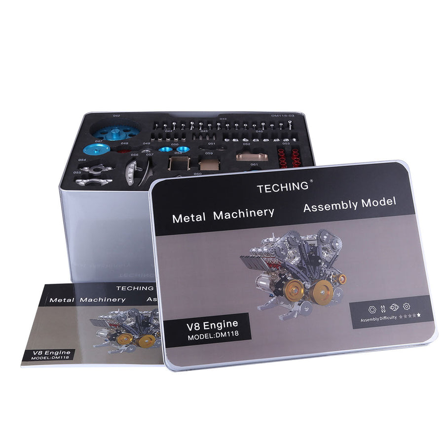 TECHING 1:3 Full Metal V8 Car Engine Model Kit - DIY Mechanical Assemb ...