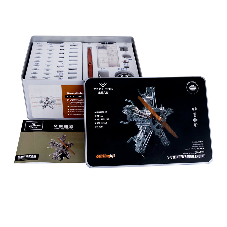 TECHING 5 Cylinder Radial Engine Model Kit - 1:6 Full Metal Aircraft E ...